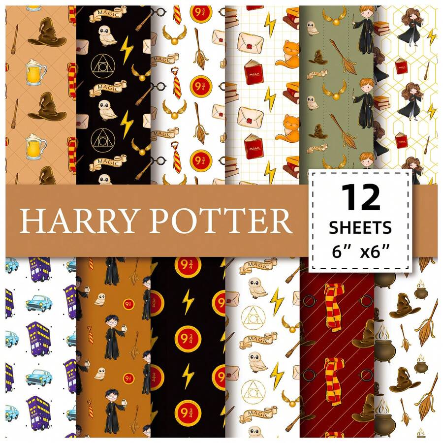Harry Potter 12Sheets Harry Potter Scrapbook Paper, 6 "X6" Cute ...