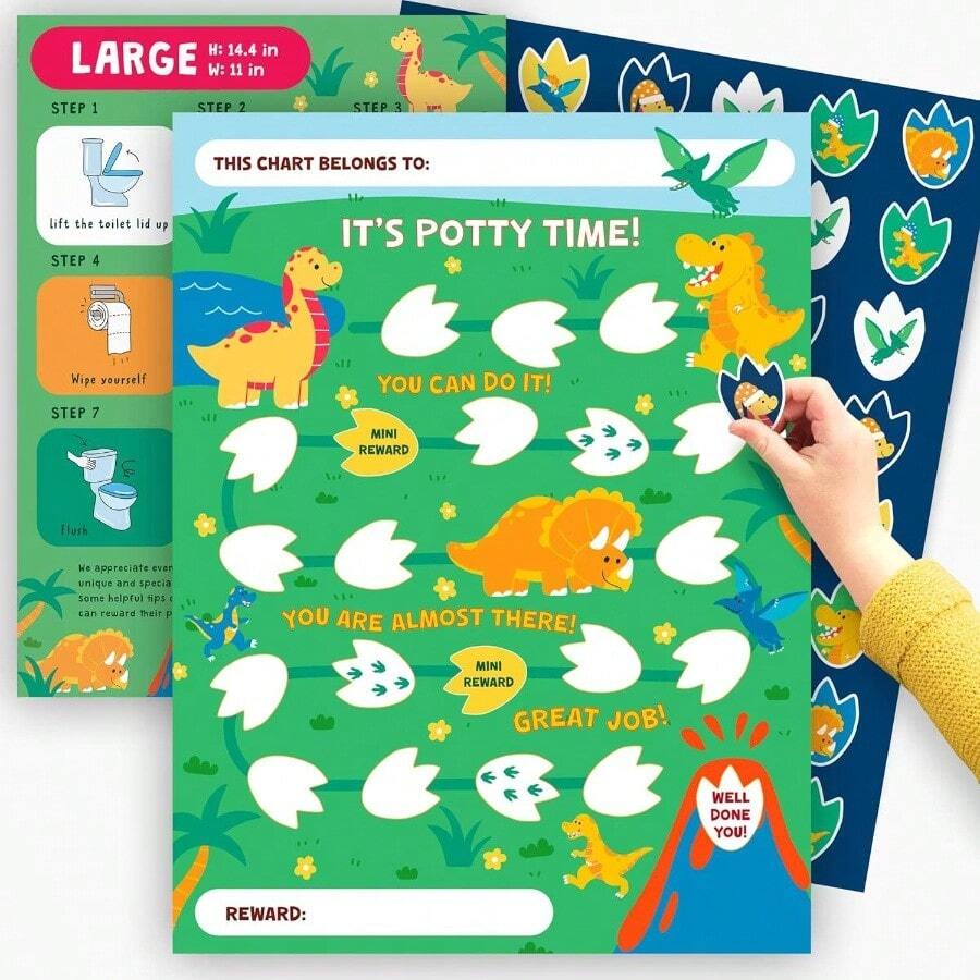 Dinosaur Potty Training Chart For Toddlersx10 Pcs Dino Theme Potty ...