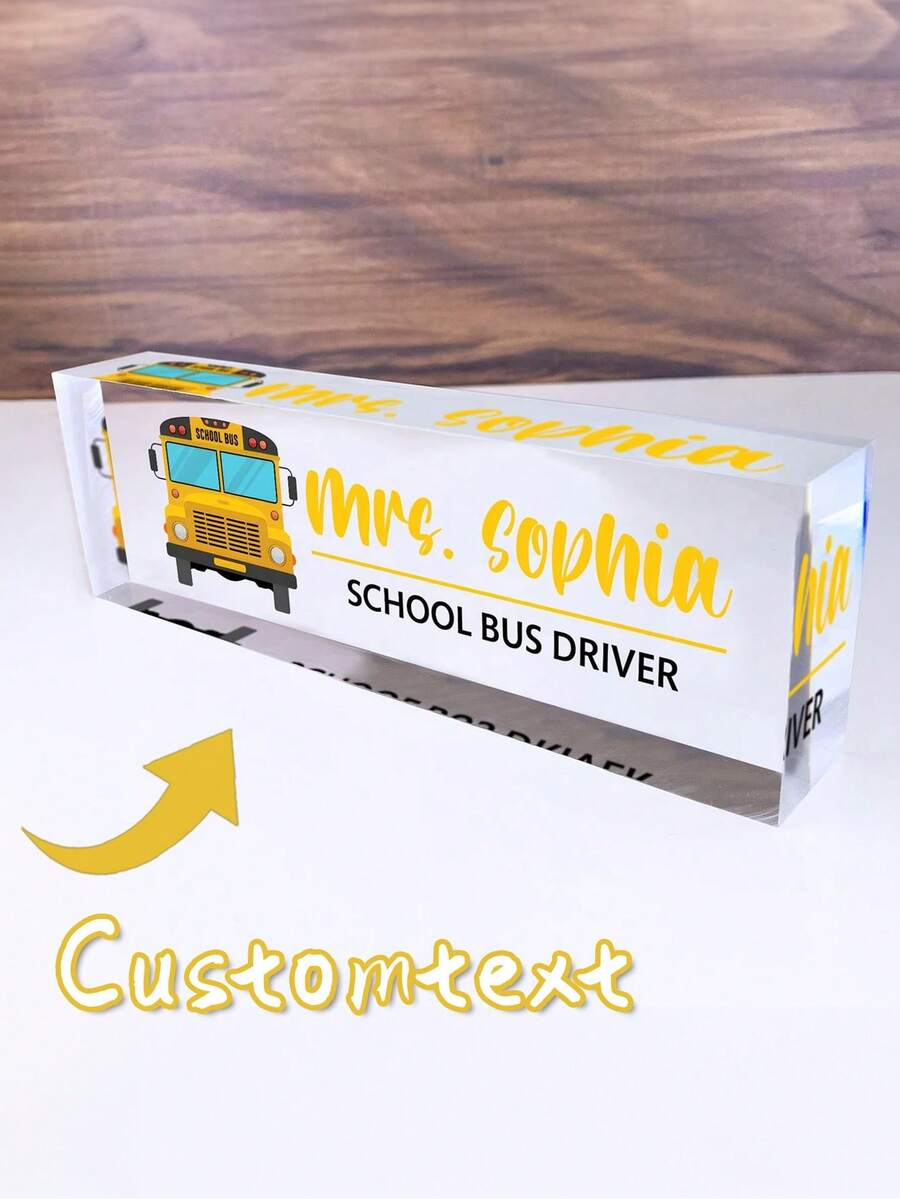 Personalized School Bus Driver Desk Name Plate, School Bus Driver ...