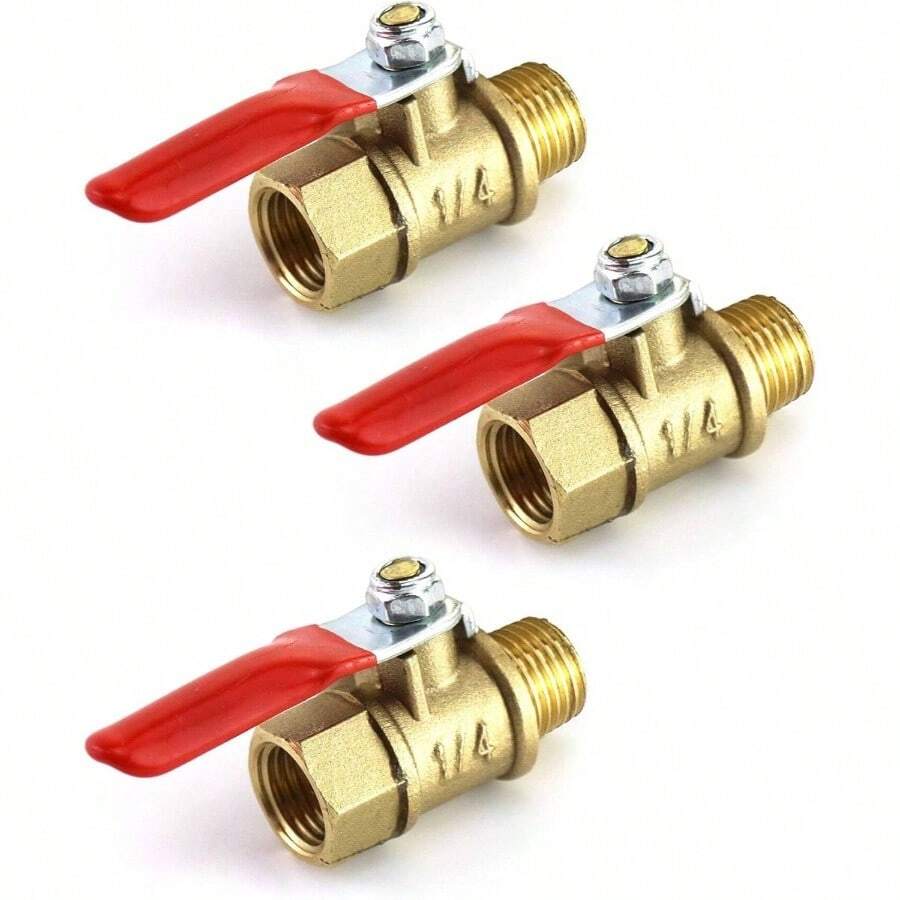Ball, 3 Pcs 1/4" Heavy Duty Brass Ball Shut Off Switch, 1/4" Malex ...