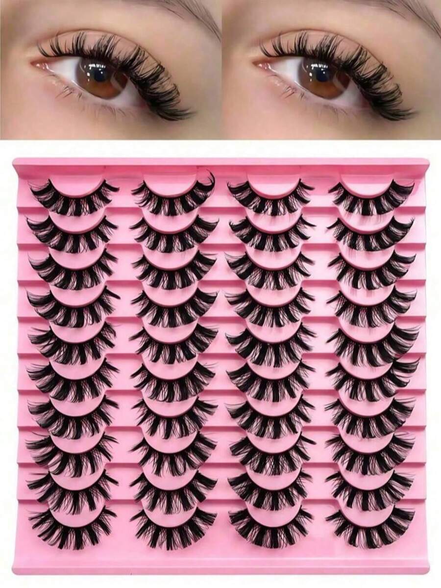 20 Pairs Of Russian Striped False Eyelashes, D Curly Thick Fluffy ...
