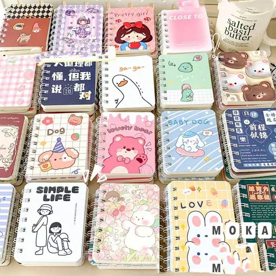 4pcs Cute Cartoon Coil Mini Notebooks, Pocket-Sized Notebooks For ...