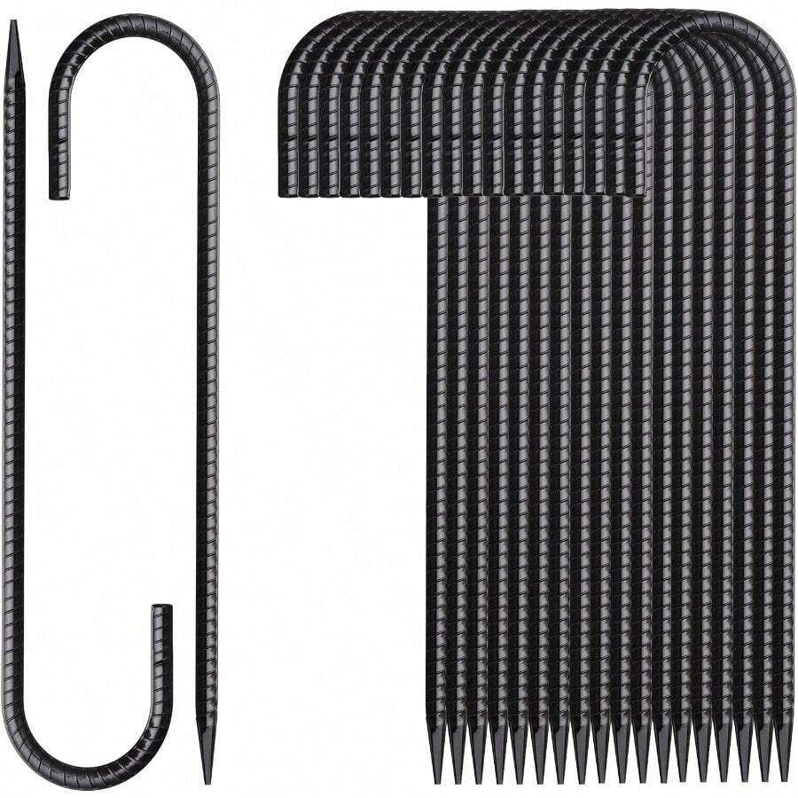 12 Inch 20 Pack Heavy Duty Galvanized Metal J Hook Ground Stakes For ...