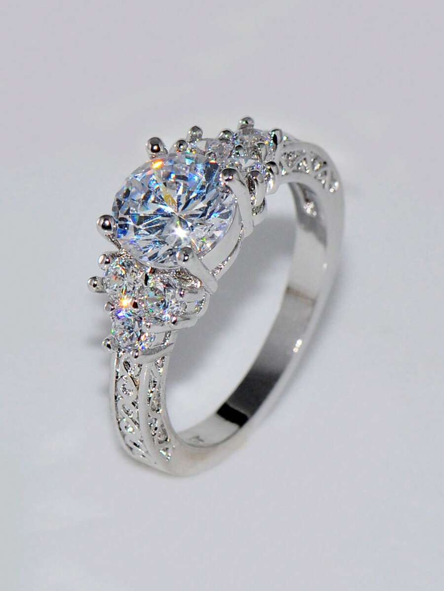 Vanel 1pc Fashion Cubic Zirconia Engagement Ring, Women's Promise Ring ...