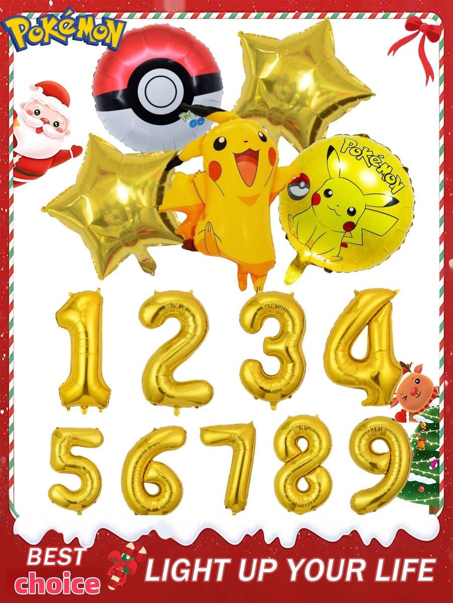 pokemon 6pcs Pikachu 16-Inch Digital Balloon Poke Ball Aluminum Film ...