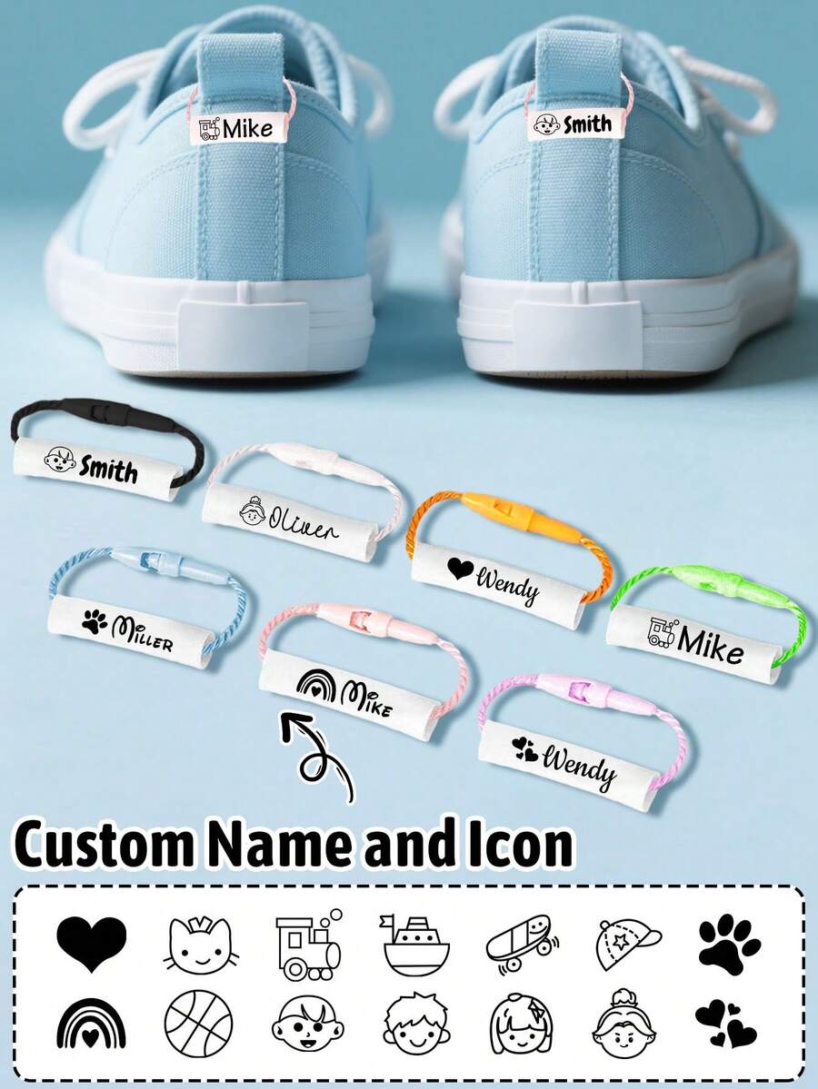 5-100Pcs Anillos con Nombre Personalizado para Zapatos, Cordón con ...