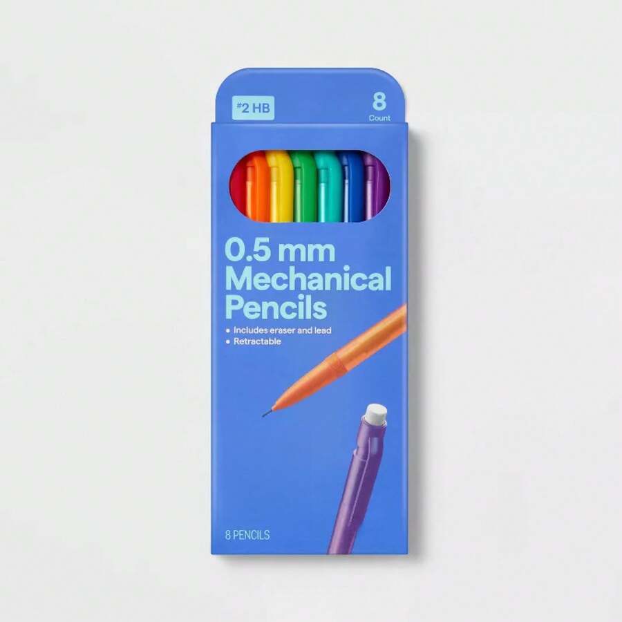 0.5mm Mechanical Pencils 8-Pack - # 2 Lead Multicolor Retractable ...