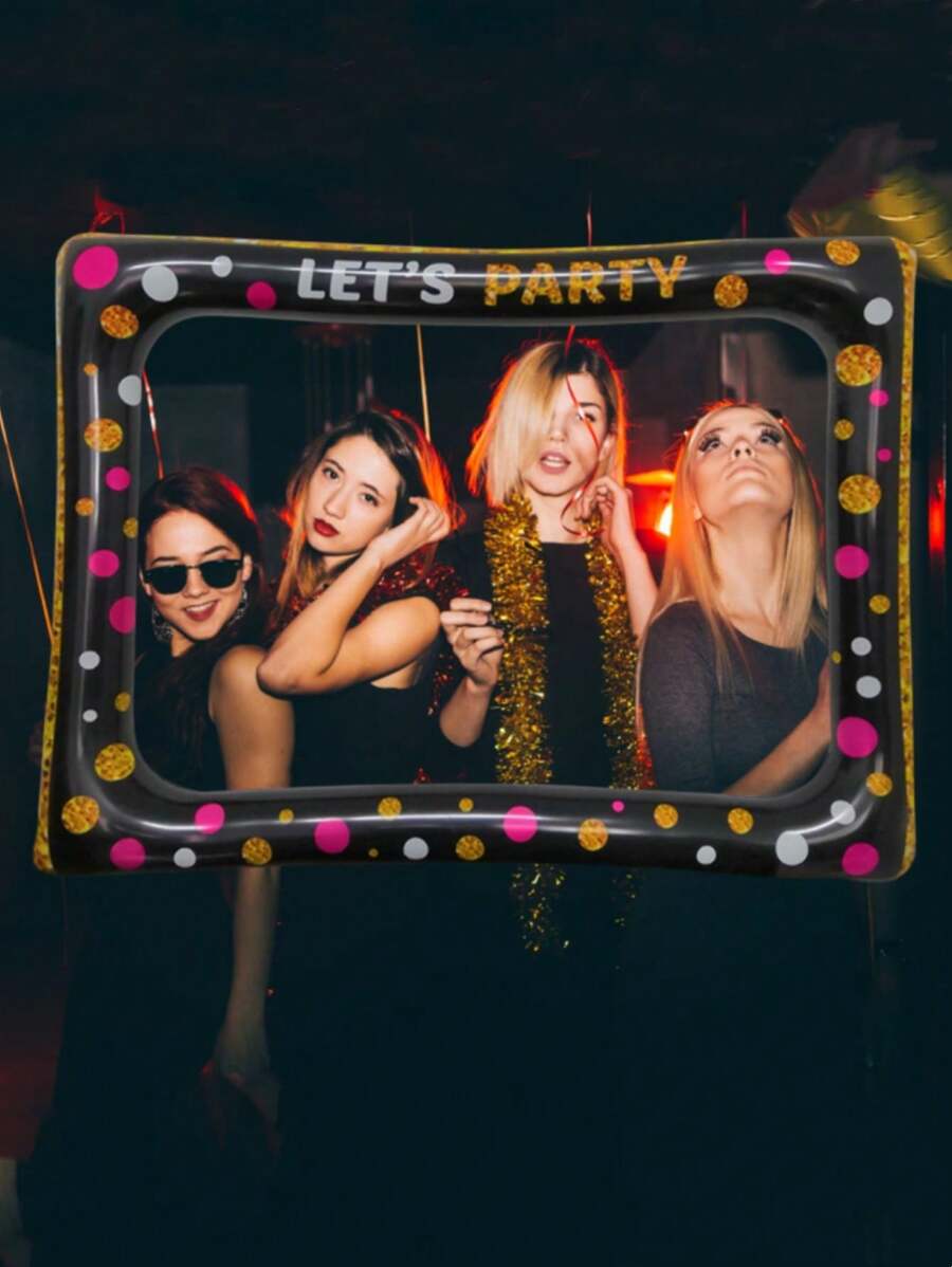 1pc Inflatable Let's Party Photo Frame, Handheld Selfie Frame For Party ...