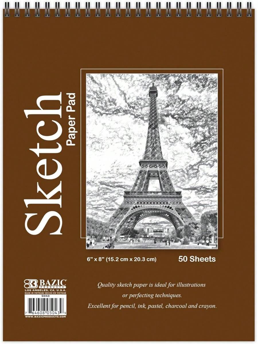 BAZIC Sketch Pad 50 Sheet 6 X 8, Top Bound Sketchbook Drawing Pads ...