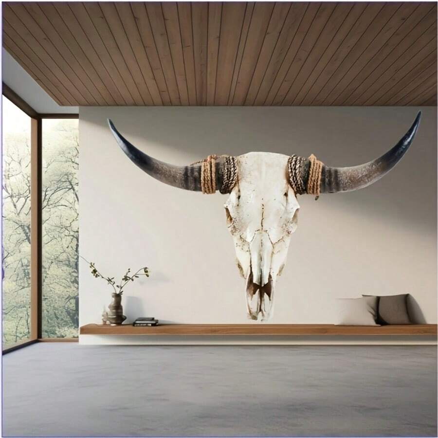 Long Horned Cow Head Bones, Cow Head Bone Wall Decoration,Handmade ...