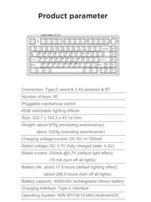 AULA F75 Custom Mechanical Keyboard 75 Percent RGB Hot Swappable ...