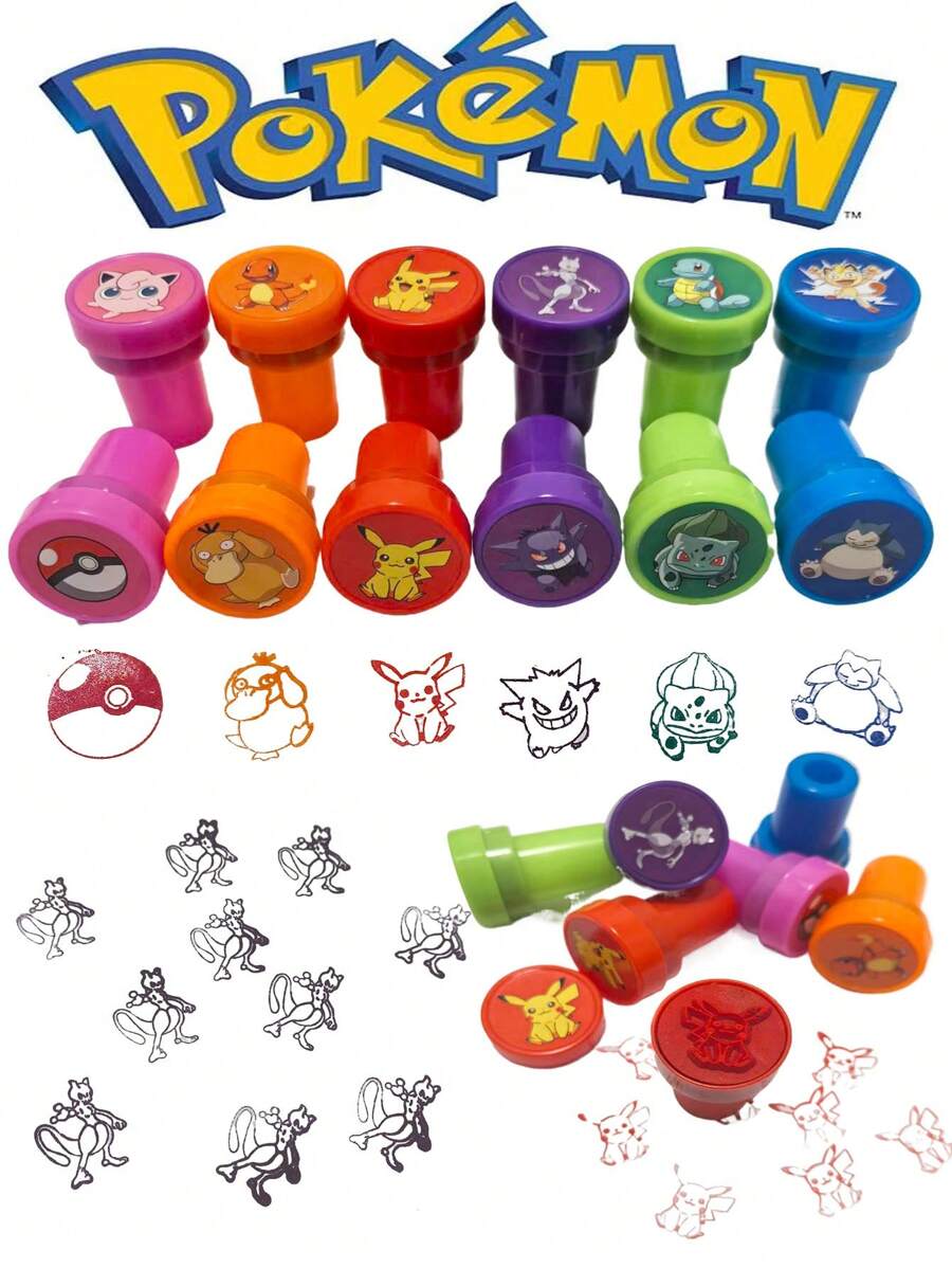 pokemon 12/24 PCS Pokemon Stamps Pikachu Cute Cartoon Character Toy ...