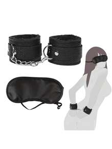 1 Set Soft Material Sexual Handcuffs With Eye Mask Adult Games Erotic ...