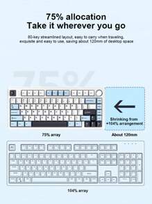 AULA F75 Custom Mechanical Keyboard 75 Percent RGB Hot Swappable ...