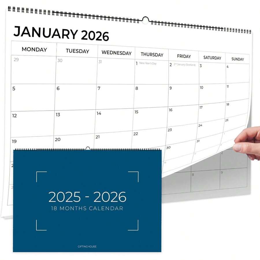 18 Month Calendar 2025-2026 - A4 Wall Calendar UK - A3 When Opened - 42x31cm From July 2025 To ...