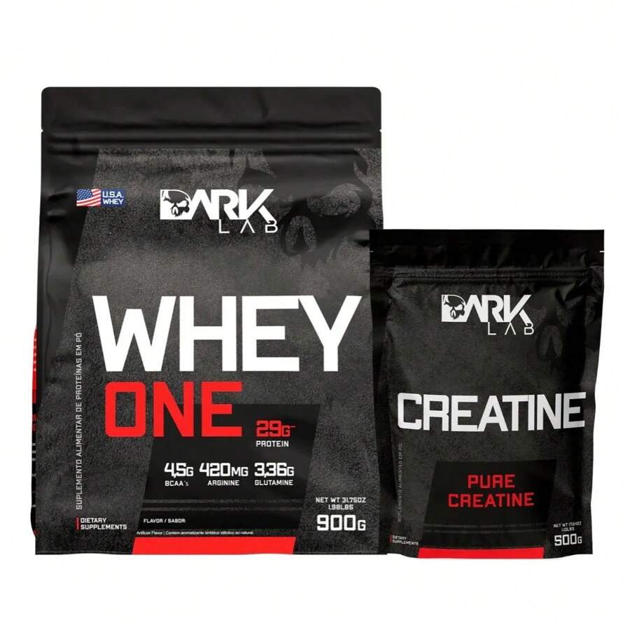 KIT - Whey One 900g Baunilha + Creatina 500g Dark Lab | SHEIN Brasil