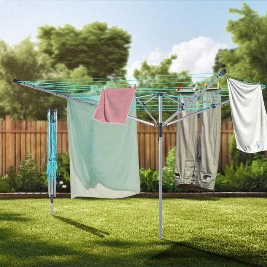 50 Metre Rotary Clothes Airer - 4 Arm Garden Washing Line Dryer 50M ...
