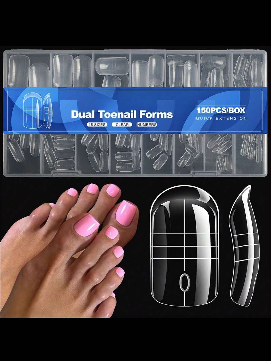 150pcs/Box Poly Gel Toenail Kit Toe Dual Nail Forms Reusable Poly Gel ...