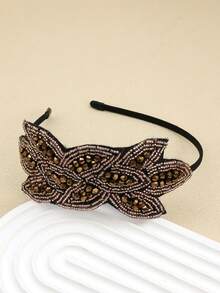1pc Vintage Intricate Faux Pearl Decor Headband, Fashion Crystal Beaded ...