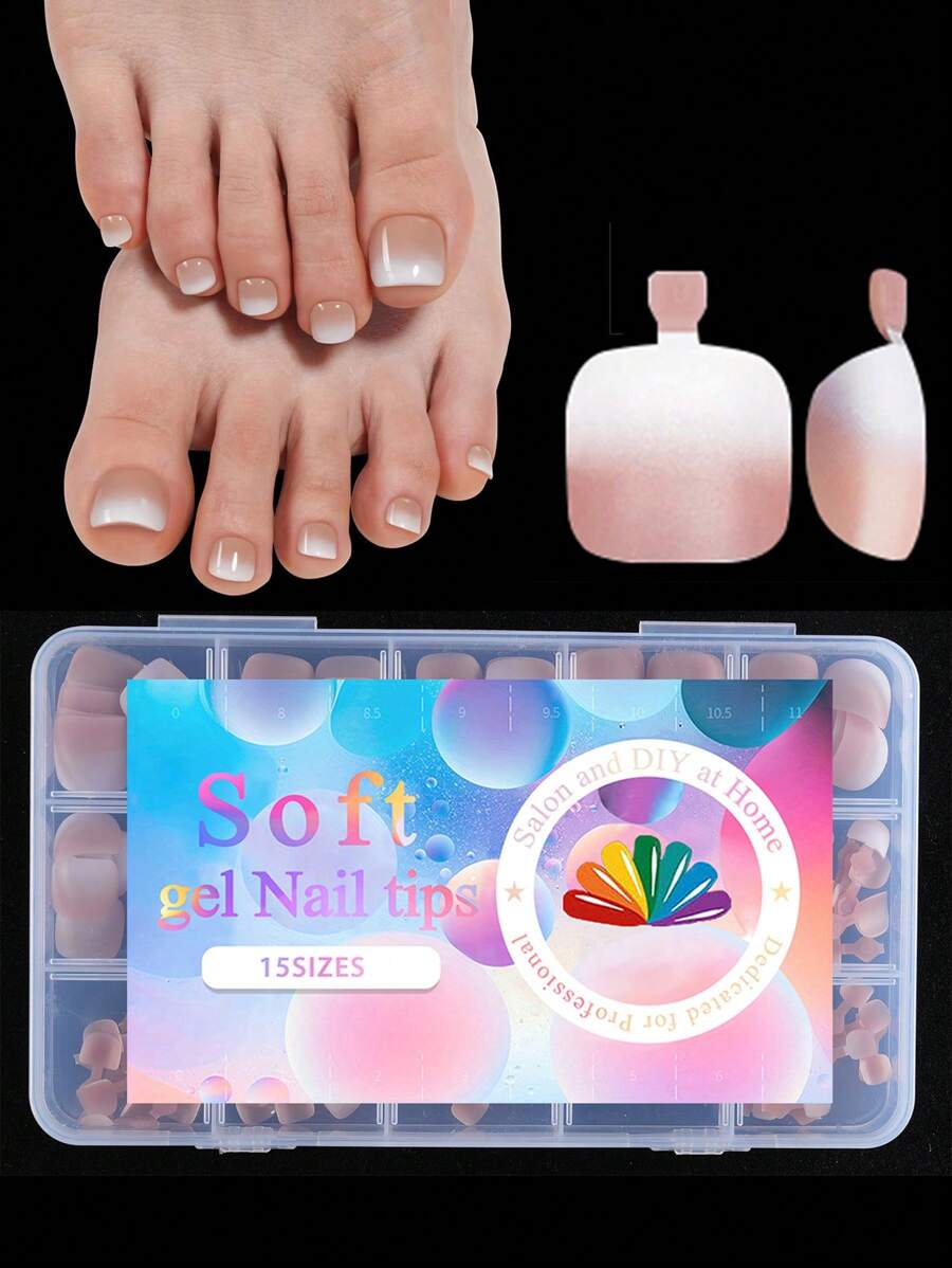 150pcs Short Square Press-On Toenails - Matte Artificial Soft Gel False ...