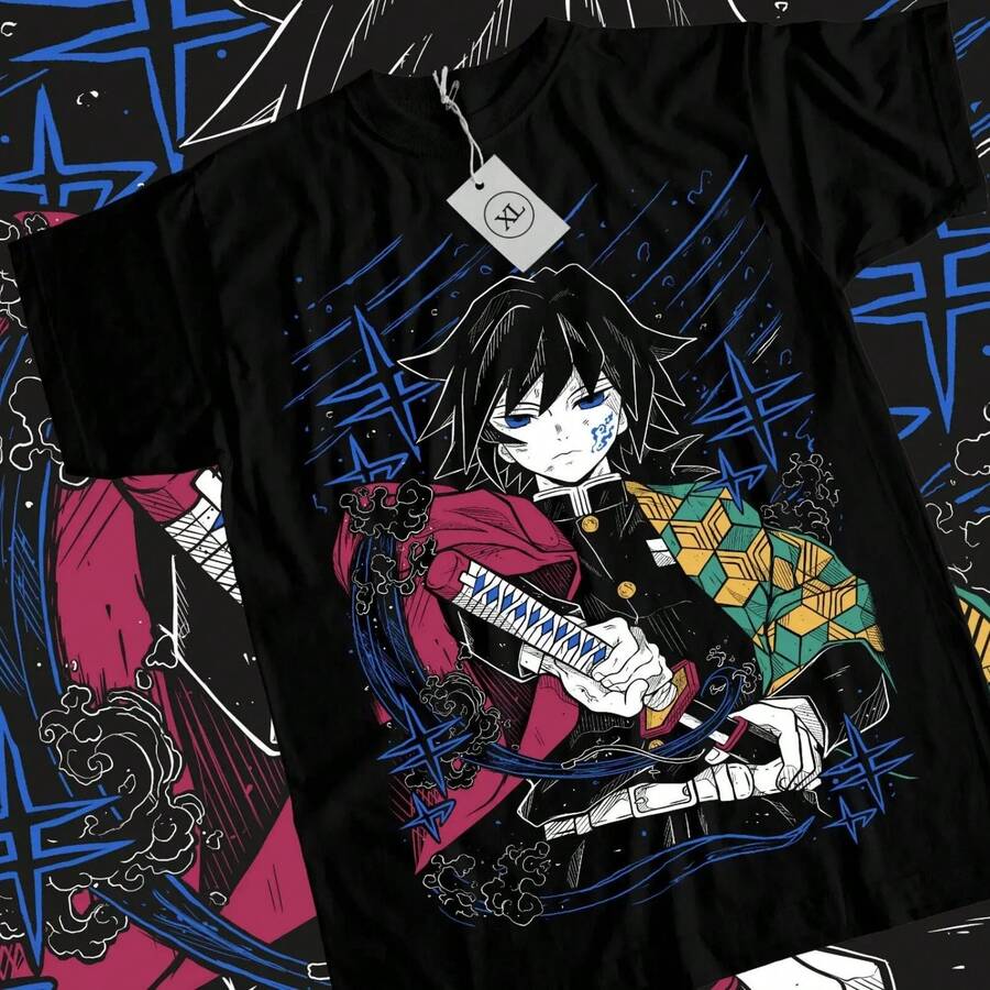 Giyu-Tomioka-T-Shirt-Demon-Slayers-Kimetsu-No-Yaiba-Anime-Black-Shirt ...