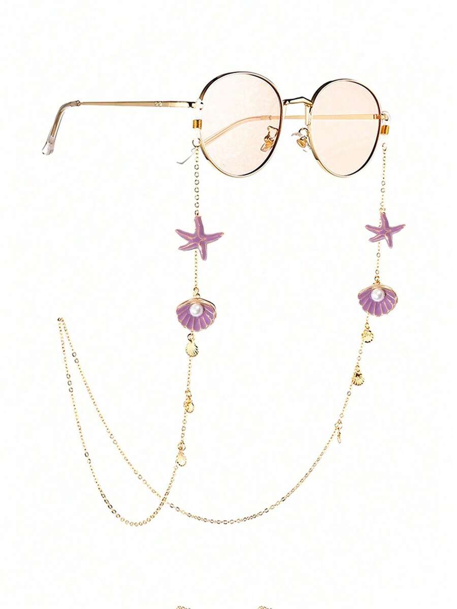 1pc Fashion Starfish & Shell Decorated Eyeglasses Chain, Women's Ocean ...