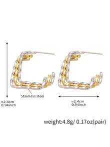 MiDuoDuo 1 Pair Geometric C-Shaped Line Stainless Steel Twisted Line ...