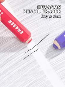 5pcs New Rainbow Color Hexagon Eraser Pencil Shape Crumb-Free Clean No ...
