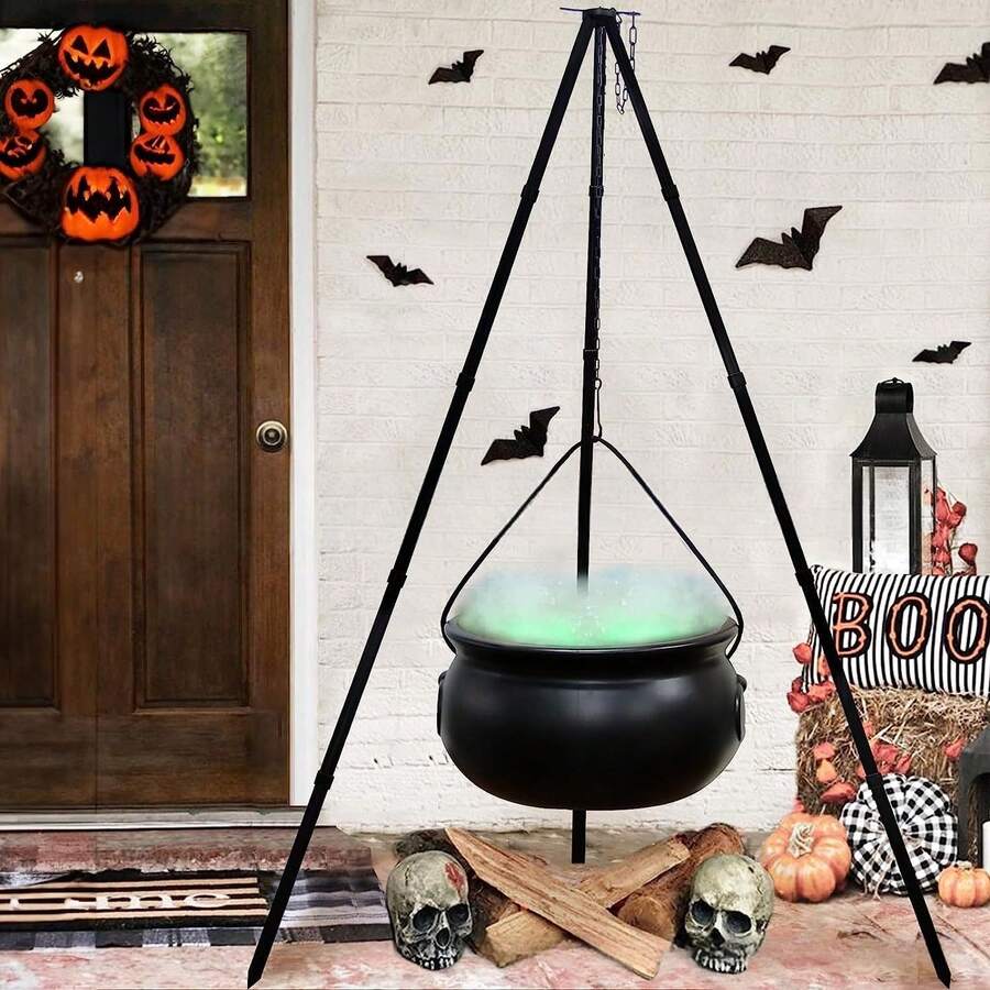 1pc Witch Bucket, Halloween Pumpkin Bucket, Decorative Black Flame ...