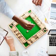 Wooden Shut The Box Game (2-4 Players) - Large 4 Sided Board, 8 Dice ...