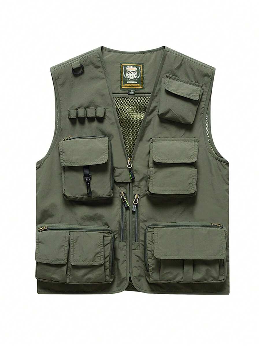 Men's Outdoor Utility Vest - Multi-Pocket Tactical Fishing Hiking ...