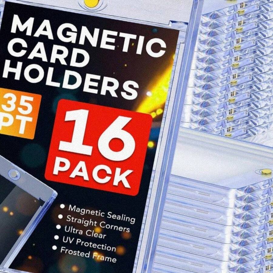 16 PCS Magnetic Card Holder 35pt One Touch Card Holder UV Protection ...