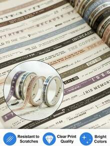 2m Versatile English Patchwork Tape, 6 Styles Of Poetry Excerpt Series ...