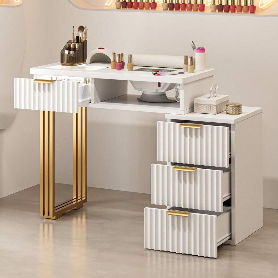Manicure Table For Nail Tech, Nail Desk Station With Dust Collector ...