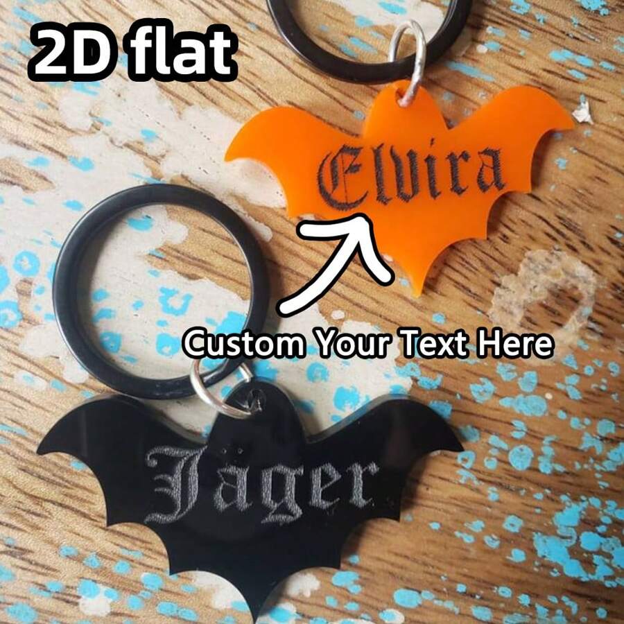 Custom Gothic Bat Pet ID Tag - Personalized Spooky Acrylic Pet Tag ...