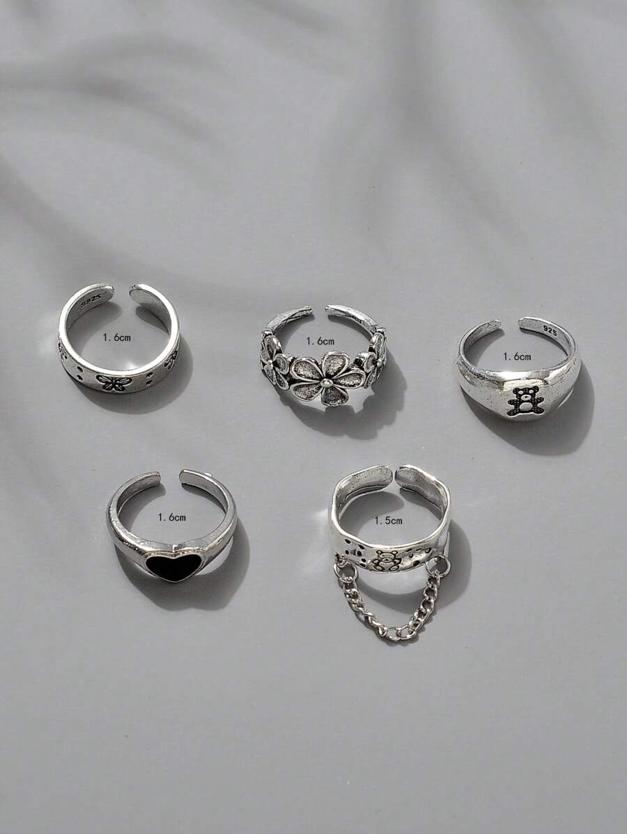 5 Stück/Set Herz Dekor Ringe für Valentinstag, Mama, Mutter, Muttertag ...