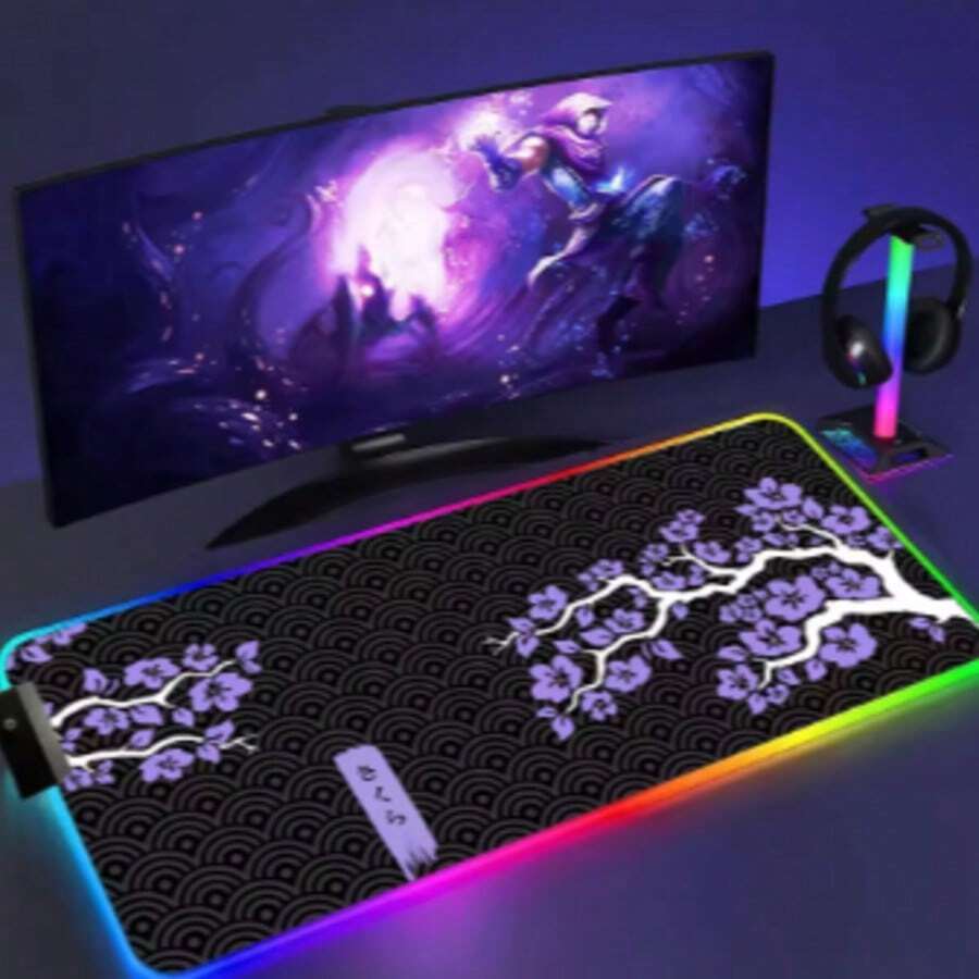 1pc Extra Large RGB Mouse Pad, 10 Lighting Colors, Sakura Gamer ...