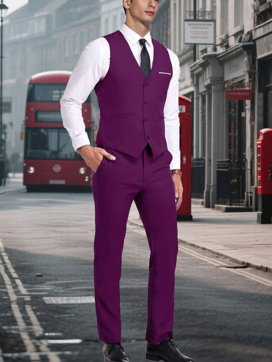 Men's Casual Suit Set 2 Piece Slim Fit Wedding Suits Prom Groomsmen ...