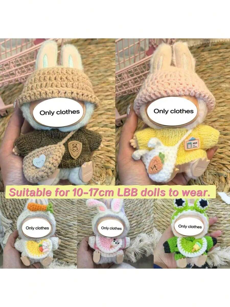 15-17cm Labubu Doll Knitted Sweater Set, Removable Outfit (Clothes Only ...