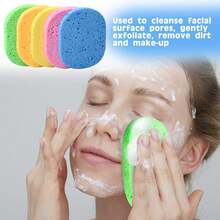 10pcs Natural Sea Sponge Facial Cleansing Pads, Round Makeup Remover ...
