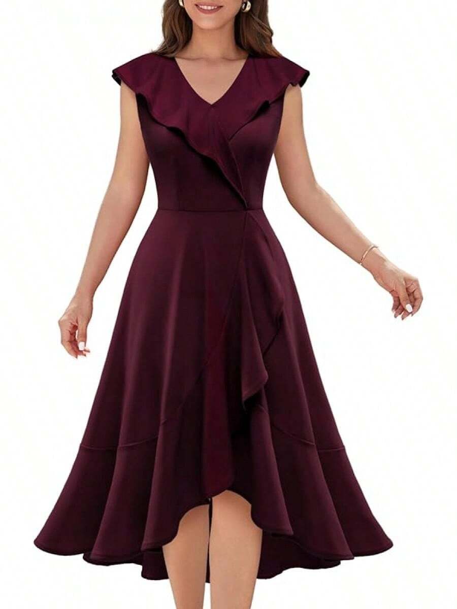 Cocktail Dress Formal Wedding Guest 2025 Tea Party A-Line Ruffle High ...