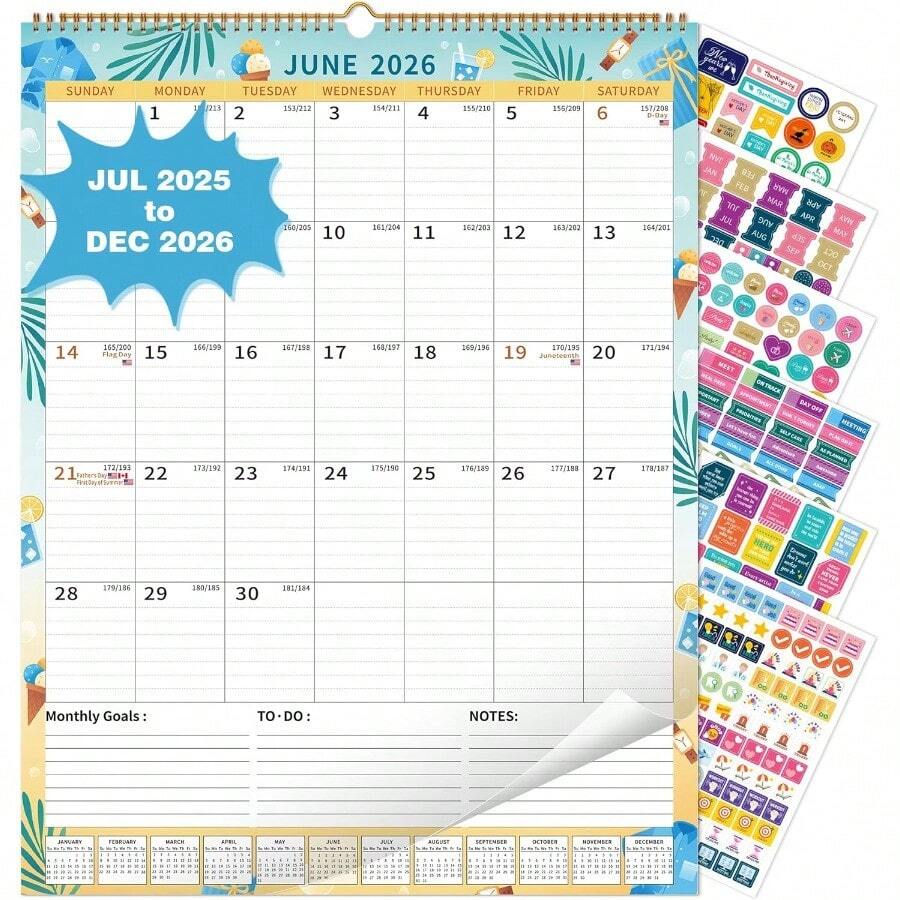 Wall Calendar 20252026 Large With Spiral Bound 18 Month Big Calendar ...