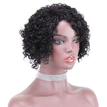 DShort Pixie Cut Afro Kinky Curly Brazilian Virgin Human Hair Wigs ...