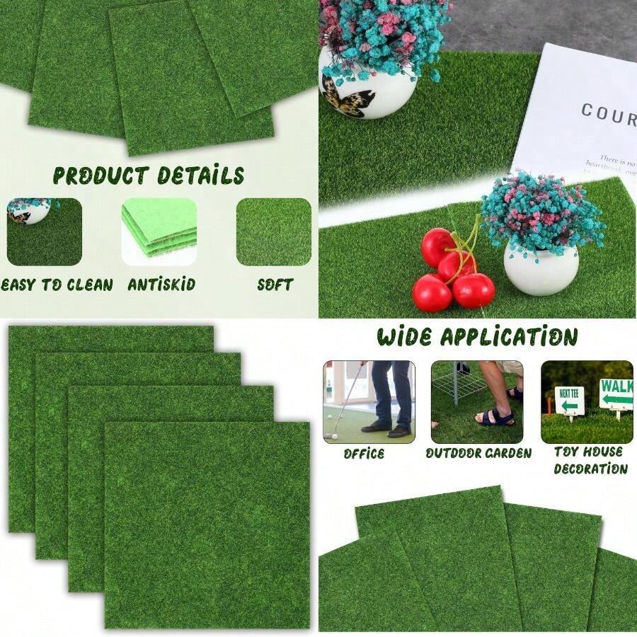 4 PCS Artificial Grass Miniature Fairy Garden Grass 6x 6 Inches Fake ...