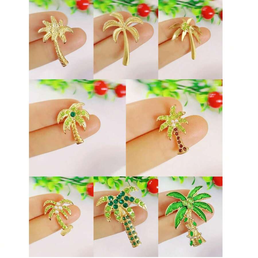 1pc Alloy Rhinestone Coconut Tree Brooch Pin, Shiny Fashion Accessory ...