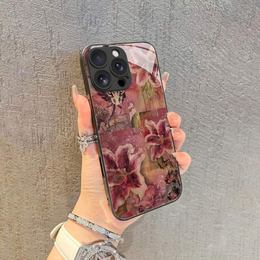 Floral Mobile Phone Case, Designed With Pink Lilies And Artistic Animal ...