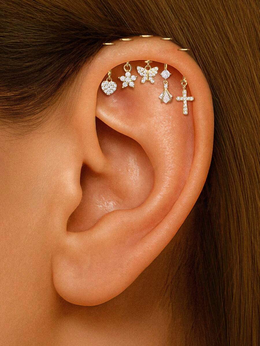 1pc 925 Sterling Silver Butterfly Helix Earrings Gold Flat Back Screw ...