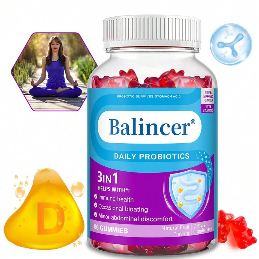 Daily Probiotic Gummy Bears, 3-In-1 Formula, Immune & Digestive Support ...