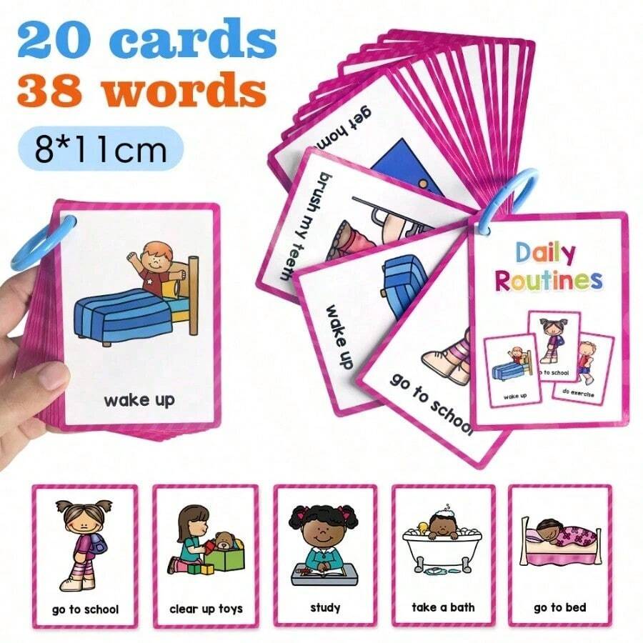 10 Cards Kides Learning My Daily Routines English Words Flash Cards ...