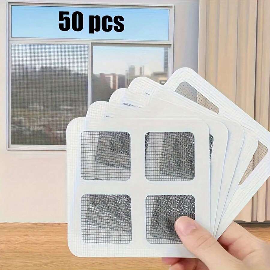 50pcs Window Screen Adhesive Patch Kit Repair Patch, Screen Door Mesh Patch, Hole Patch, Door ...